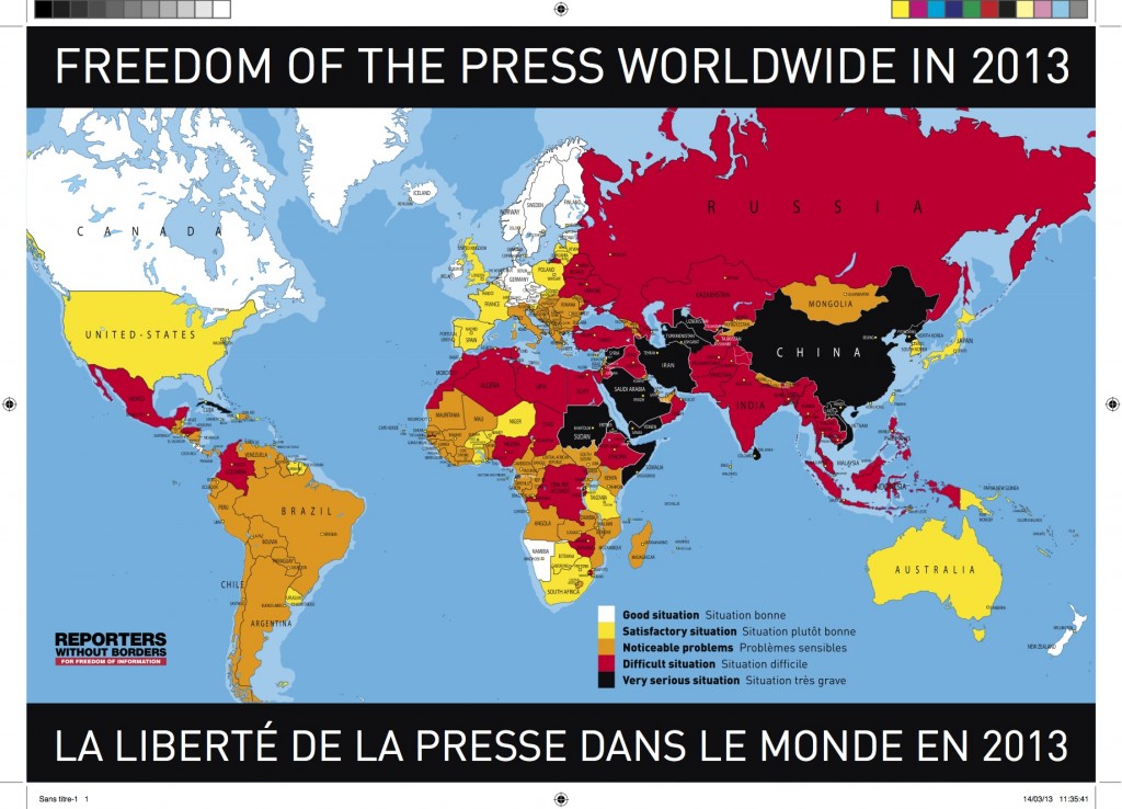Reporters Without Borders – World Press Freedom Index 2013 | Frontline Club